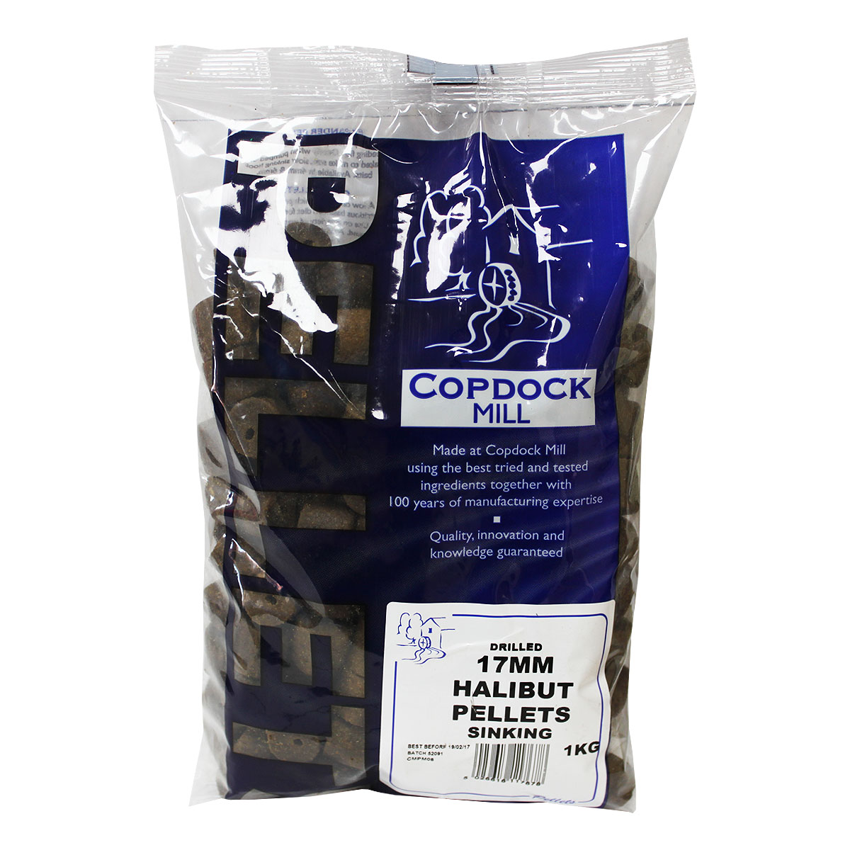 Copdock Mill Heilbutt Pellets, Vorgebohrt