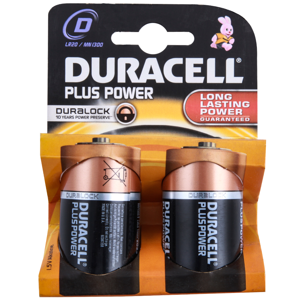 Duracell Plus D Battery Pack of 2
